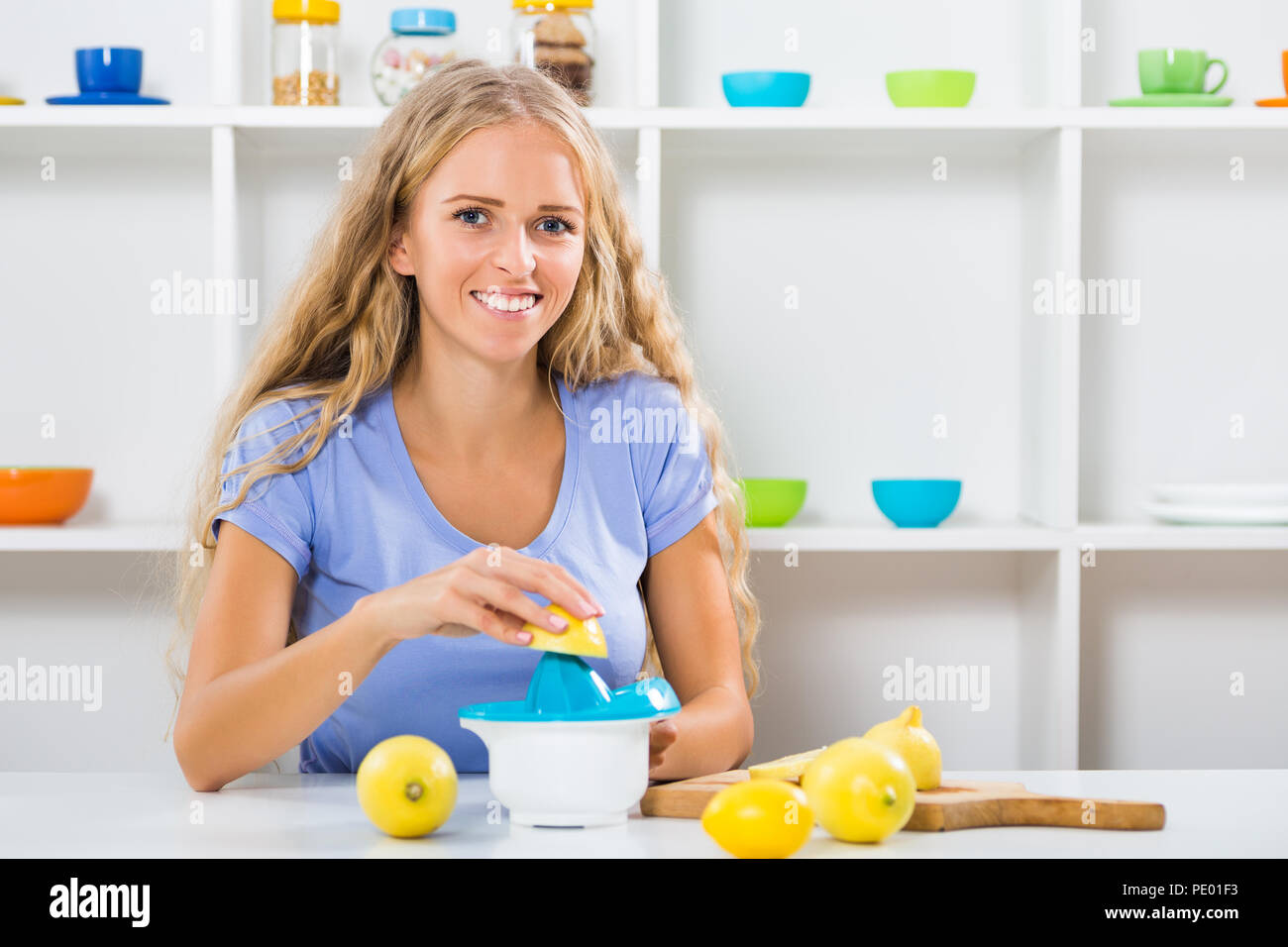 Woman making lemonade hi-res stock photography and images - Alamy