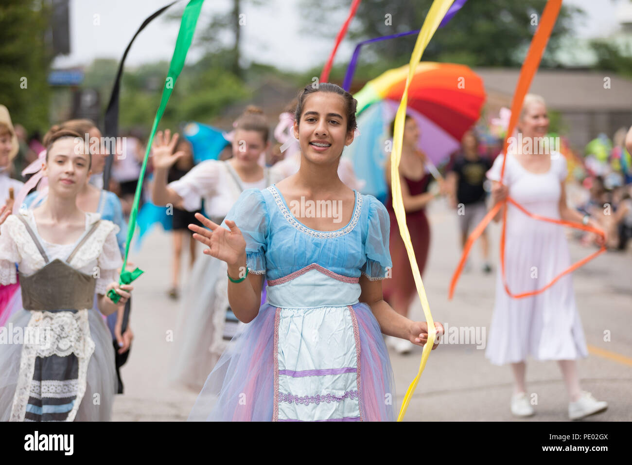 Cleveland, Ohio, USA - June 9, 2018 women wearing traditional german ...