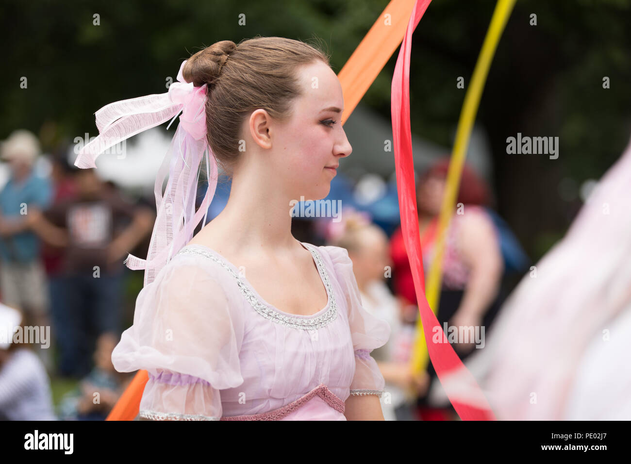 Cleveland, Ohio, USA - June 9, 2018 women wearing traditional german ...