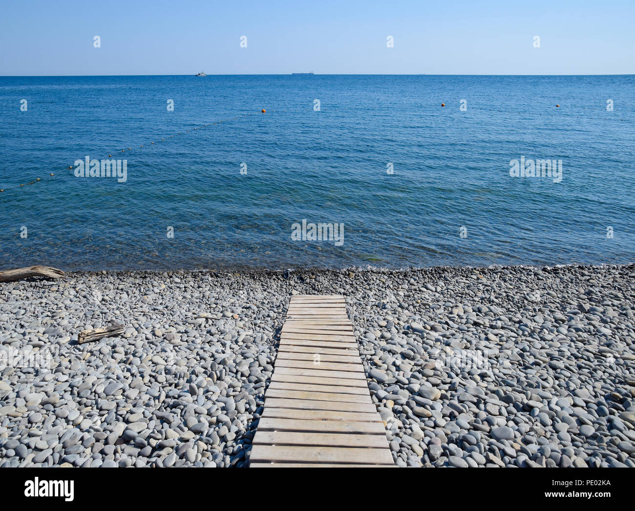 Wooden path to the sea. Flooring of planks on the path to the sea Stock ...