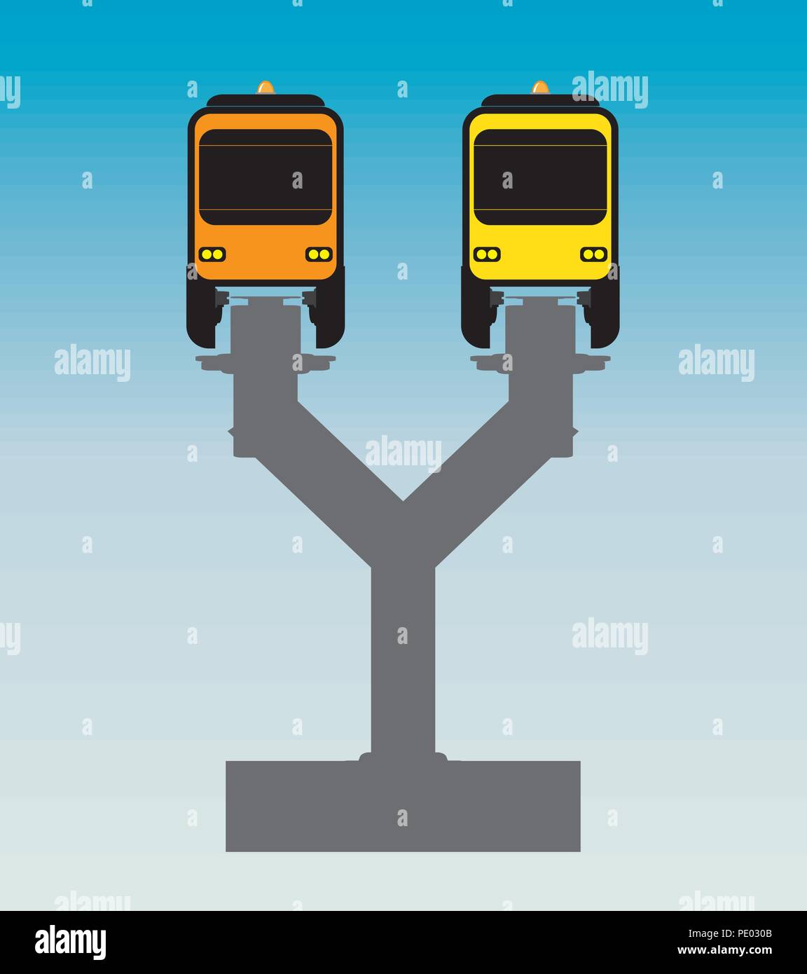 Flat Design Front View of Mono rail Vector and Illustrator Stock Vector ...