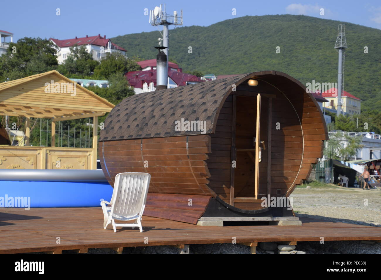 A miniature mini sauna on the sea beach Stock Photo - Alamy