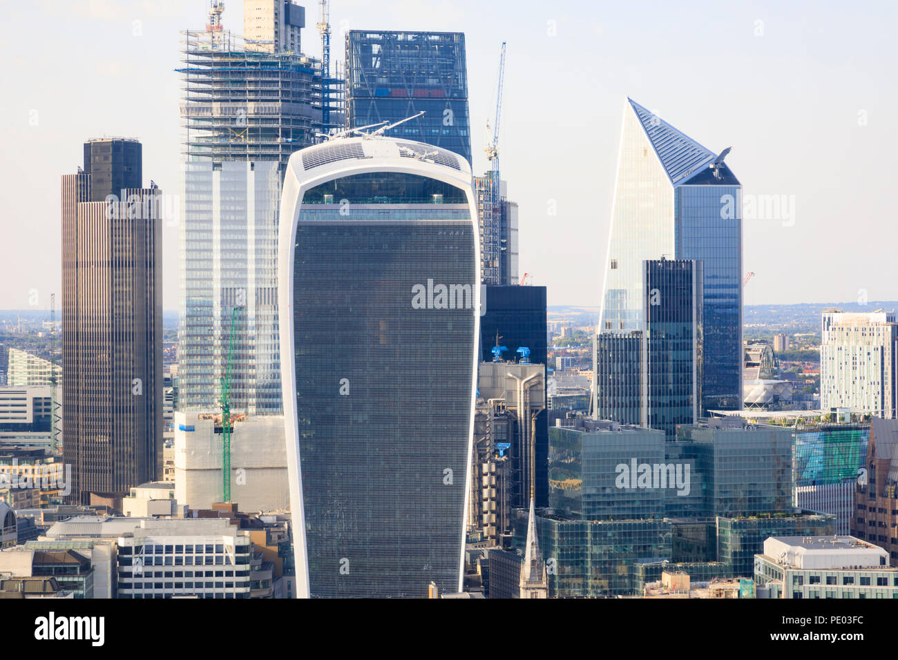 London skyline high rise buildings including the "Walkie Talkie" and ...