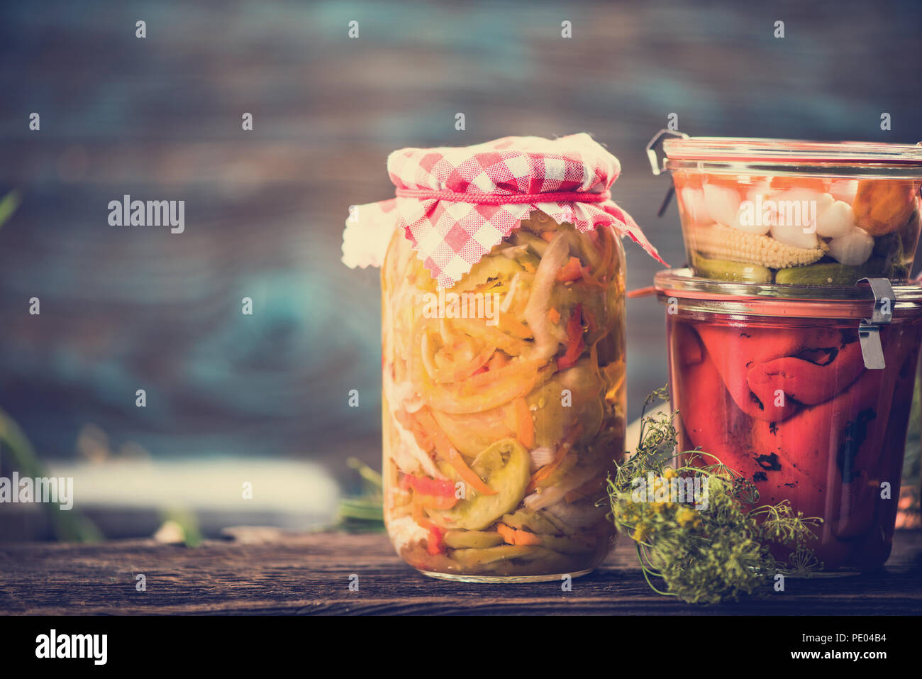 Pickled and Fermented vegetables in jars Stock Photo - Alamy