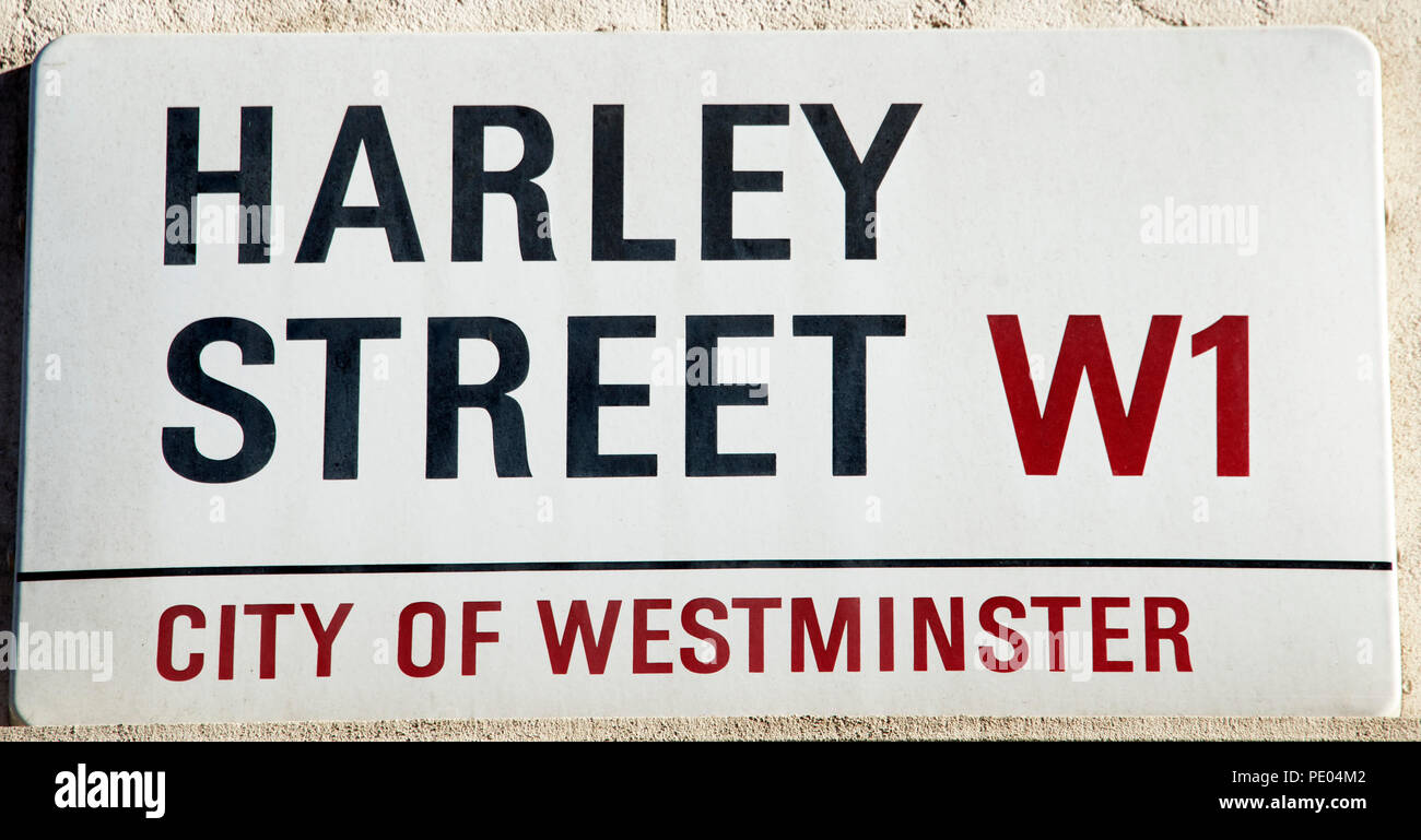 Harley Street sign London England Stock Photo - Alamy