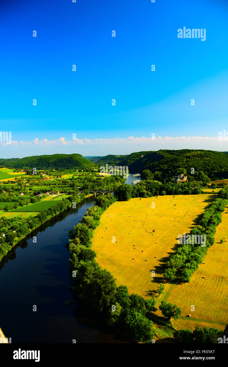 Views of the Dordogne River as taken from the Chateau De Beynac, France ...