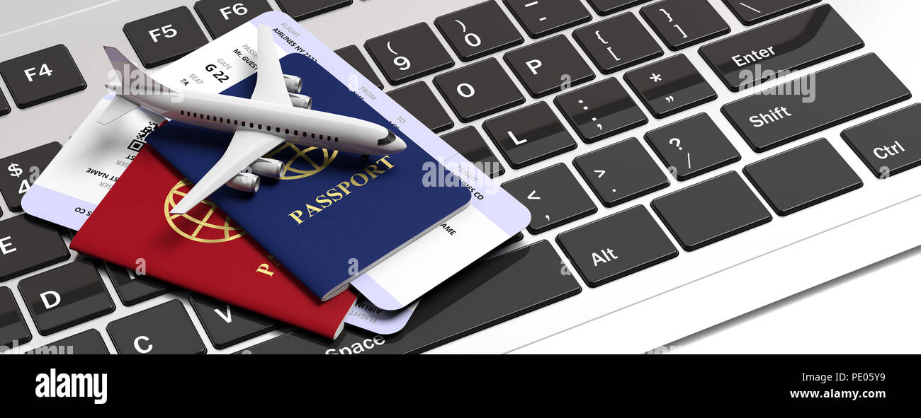 Air travelling and technology concept, passport and boarding pass. Two ...