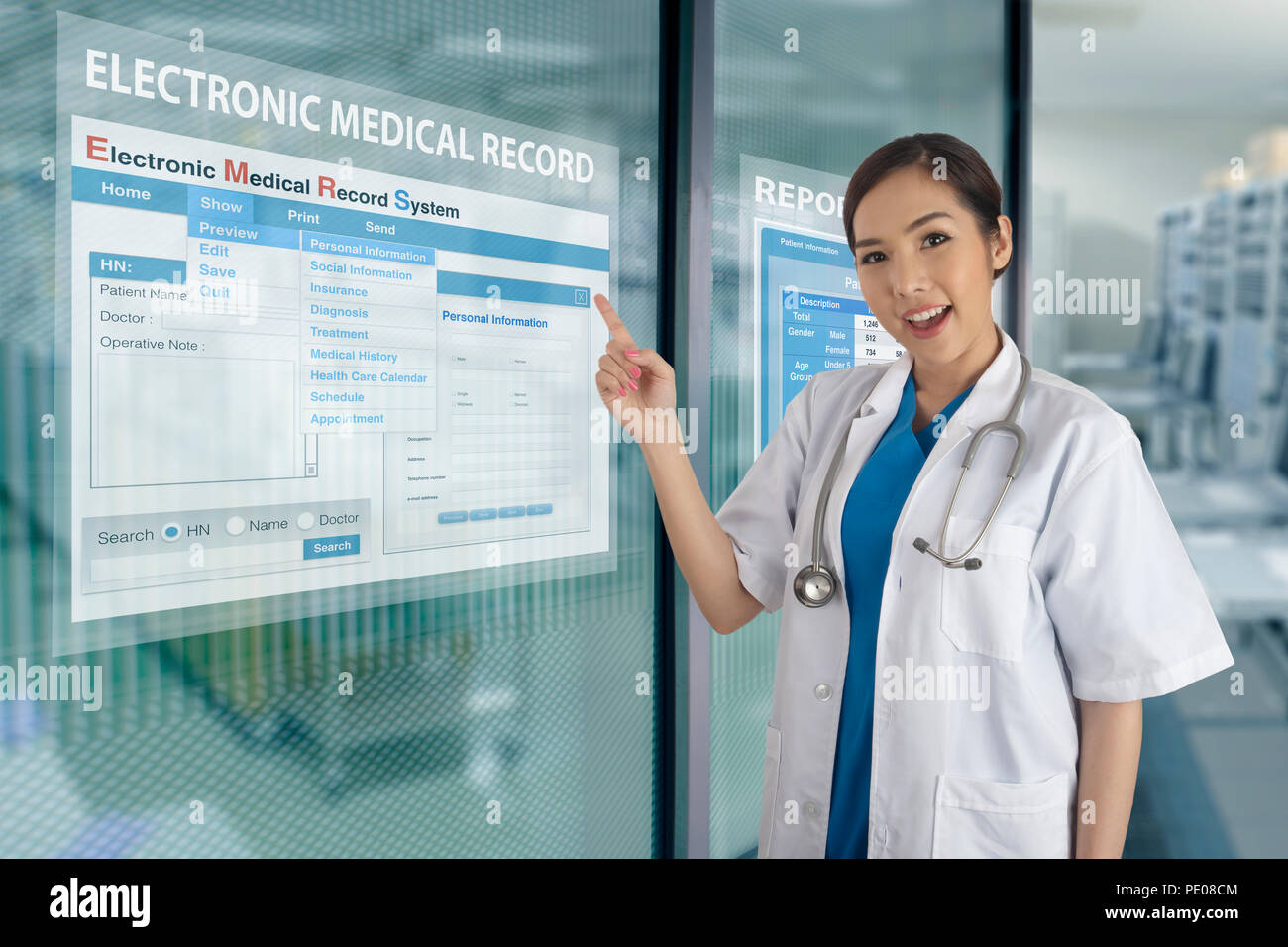 Female doctor introduced electronic medical record system show on ...