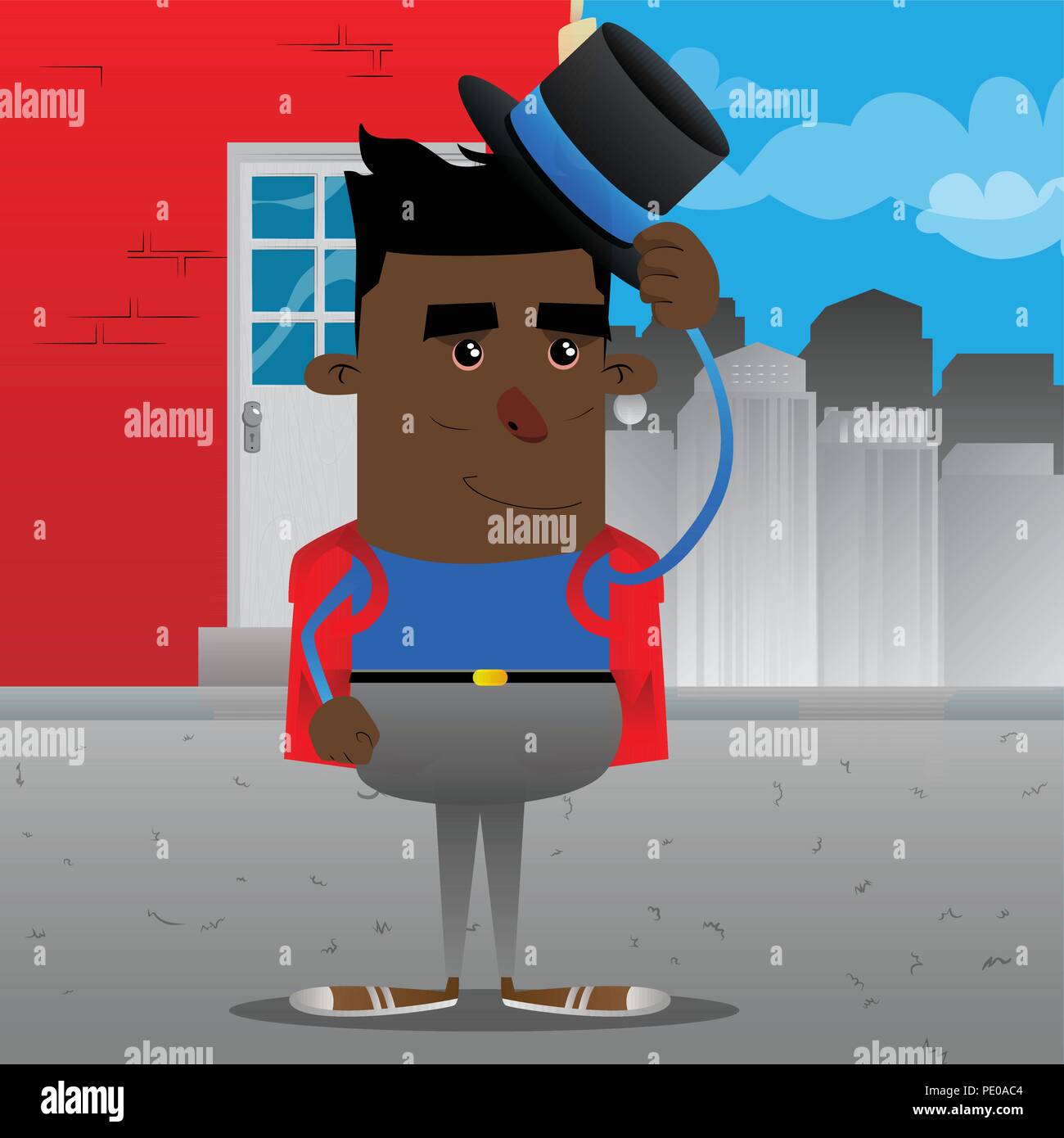 Schoolboy tipping his hat. Vector cartoon character illustration Stock ...