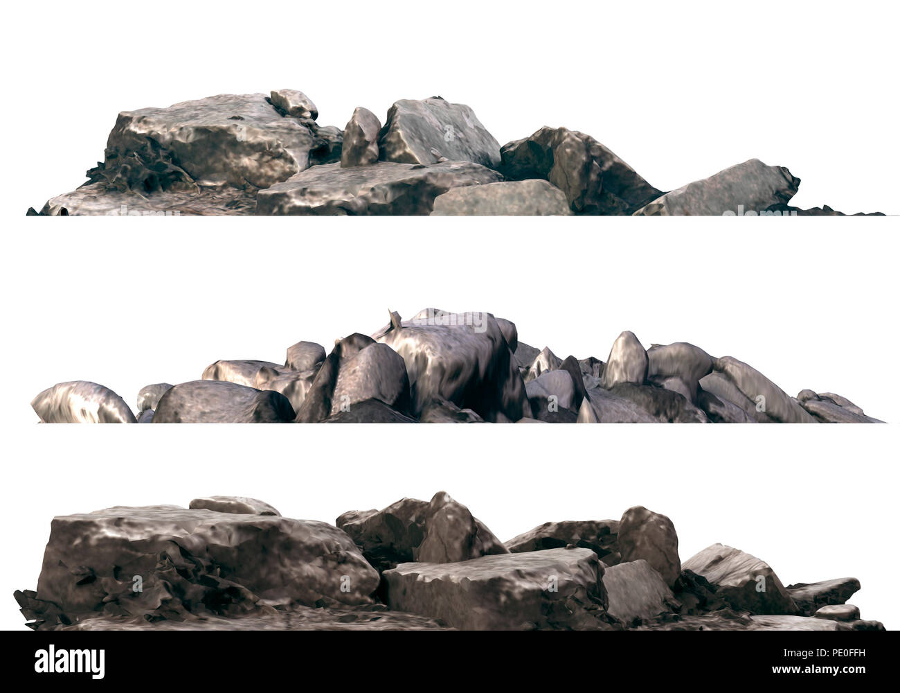 Heaps of rubble and debris isolated on white 3d illustration Stock ...