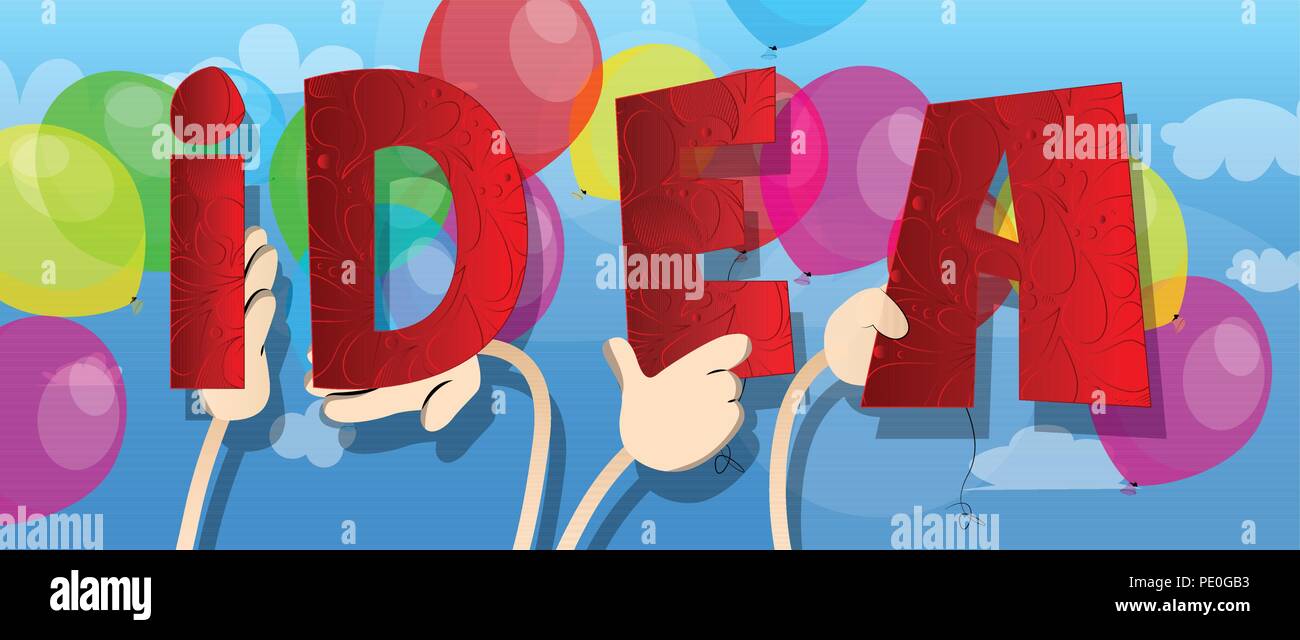 Diverse hands holding letters of the alphabet created the word Idea ...