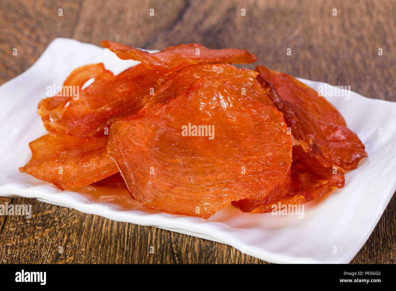 Dry chicken meat over wooden Stock Photo - Alamy