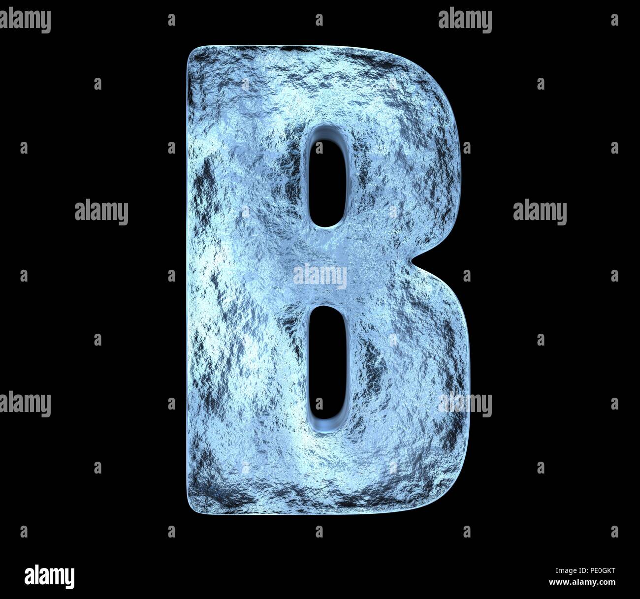 Ice letter B with cracks and bumps Stock Photo - Alamy