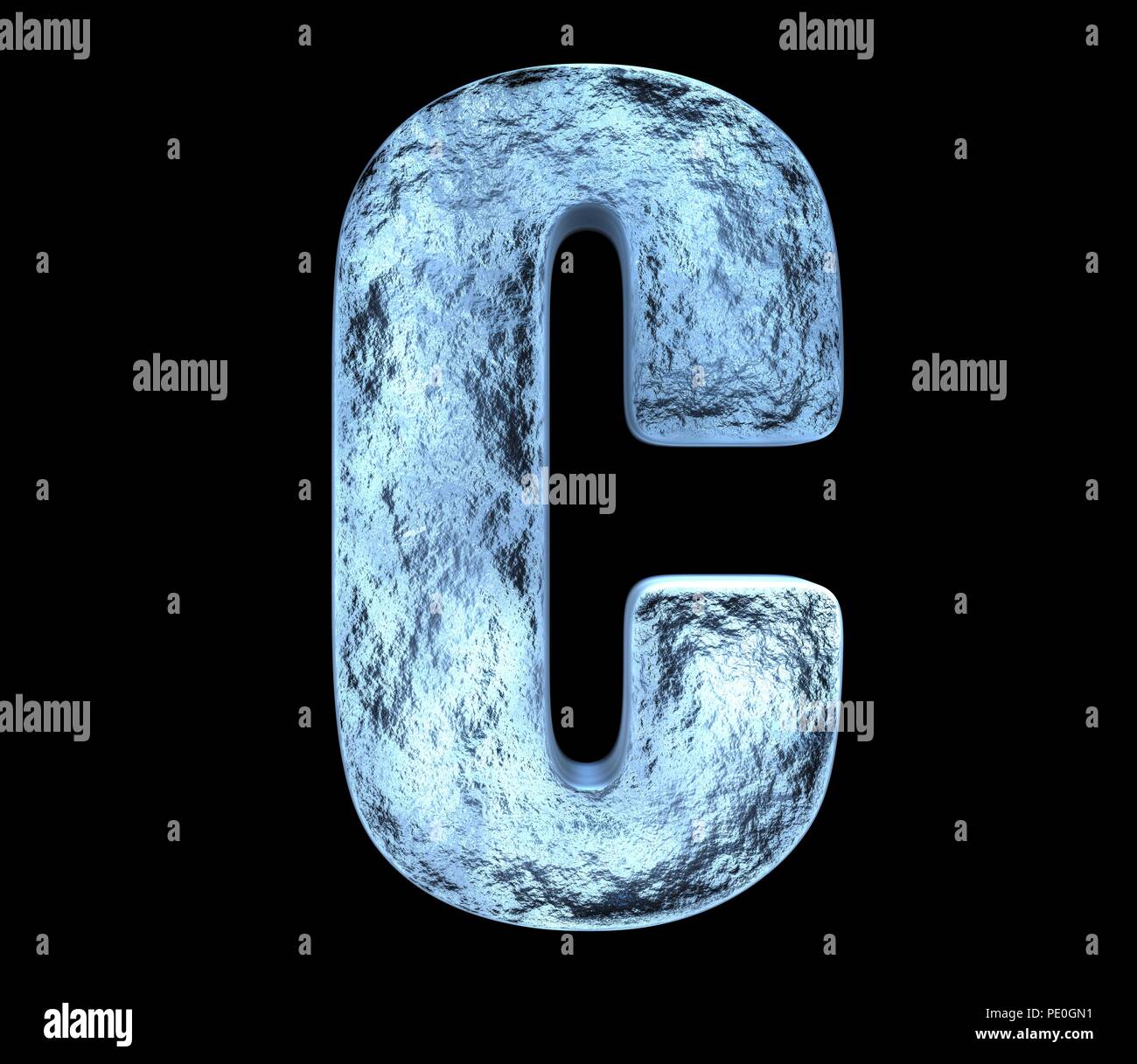 Ice letter C with cracks and bumps Stock Photo - Alamy