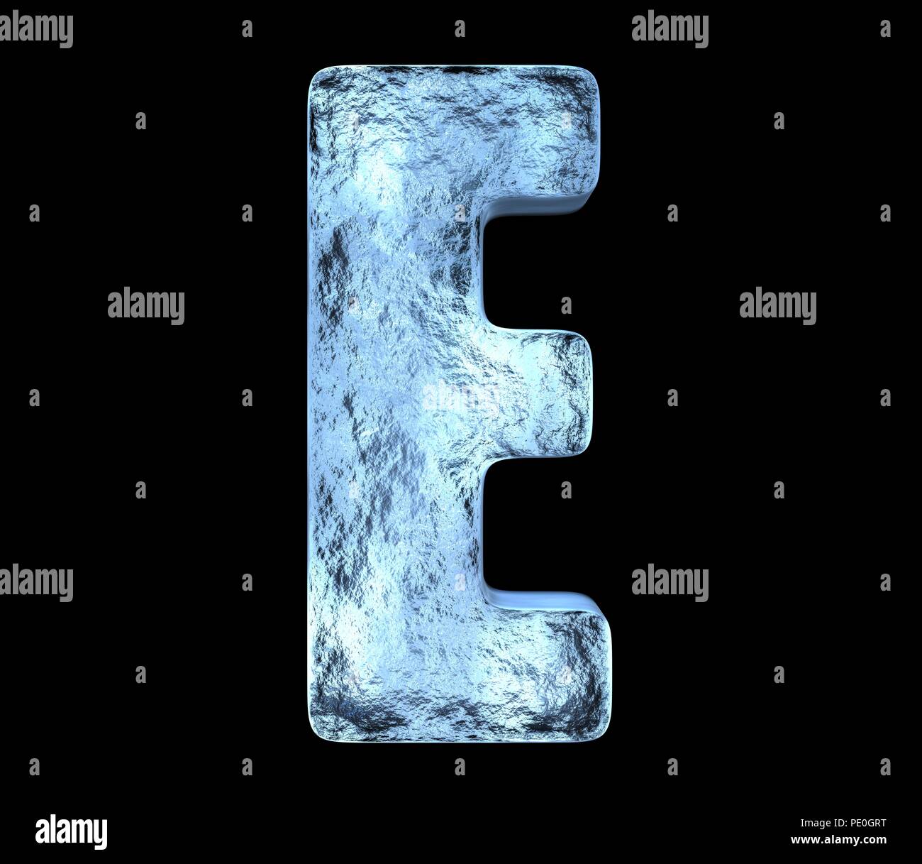 Ice letter E with cracks and bumps Stock Photo - Alamy