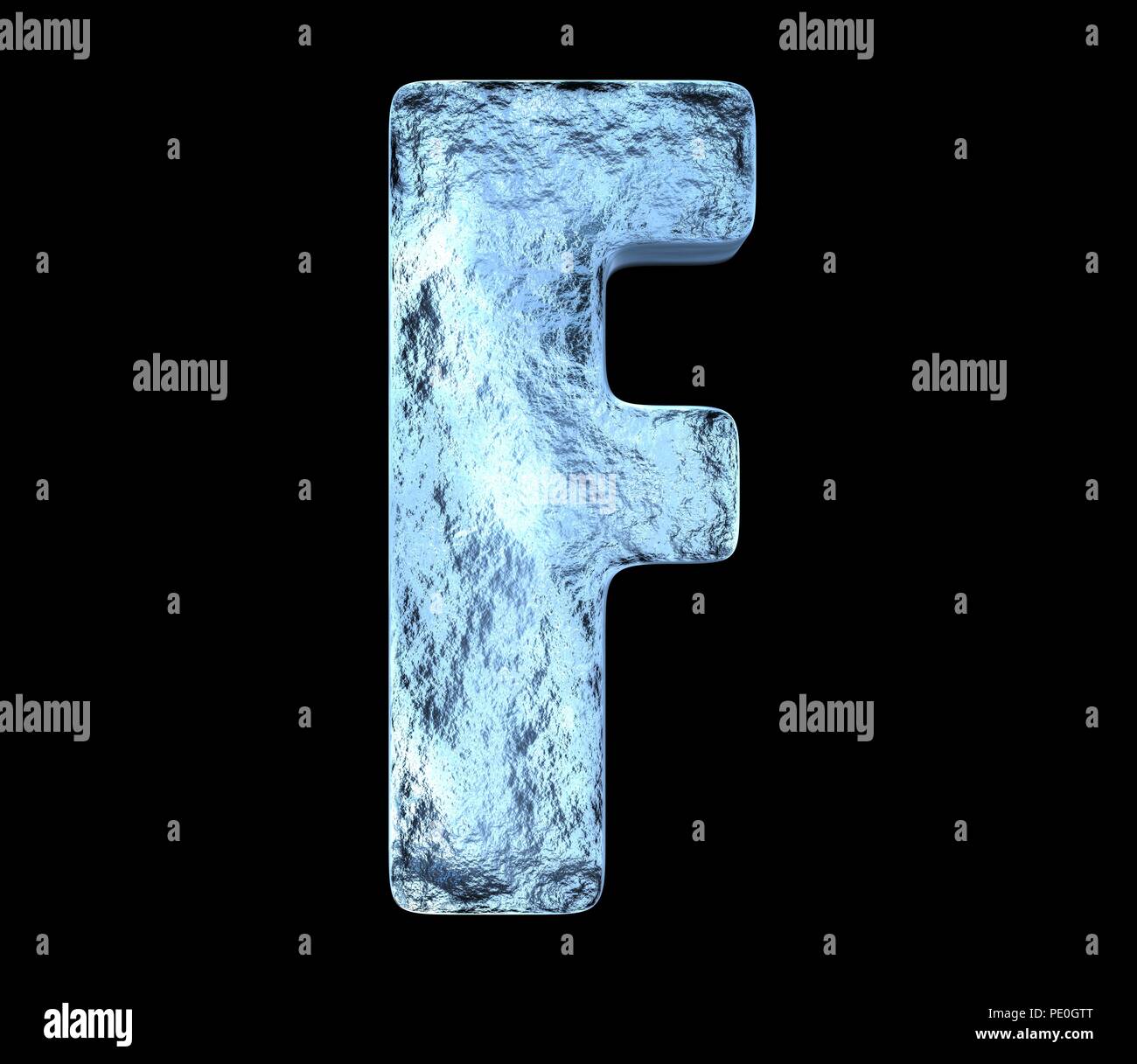 Ice letter F with cracks and bumps Stock Photo - Alamy