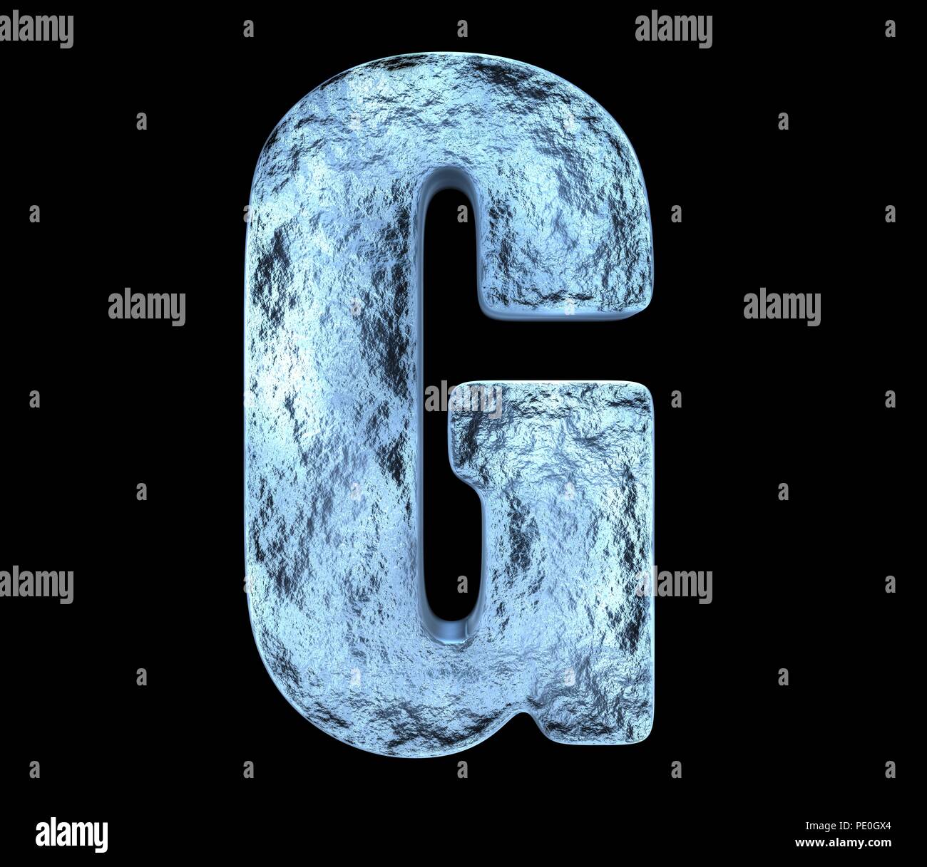Ice letter G with cracks and bumps Stock Photo - Alamy