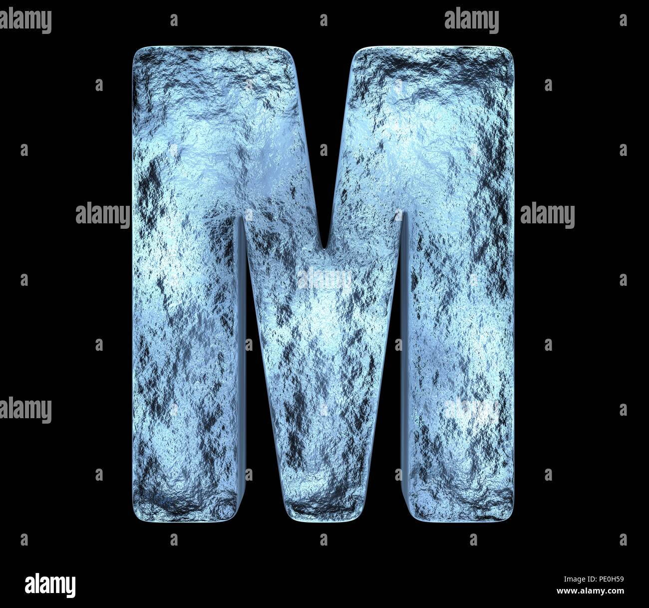 Ice letter M with cracks and bumps Stock Photo - Alamy