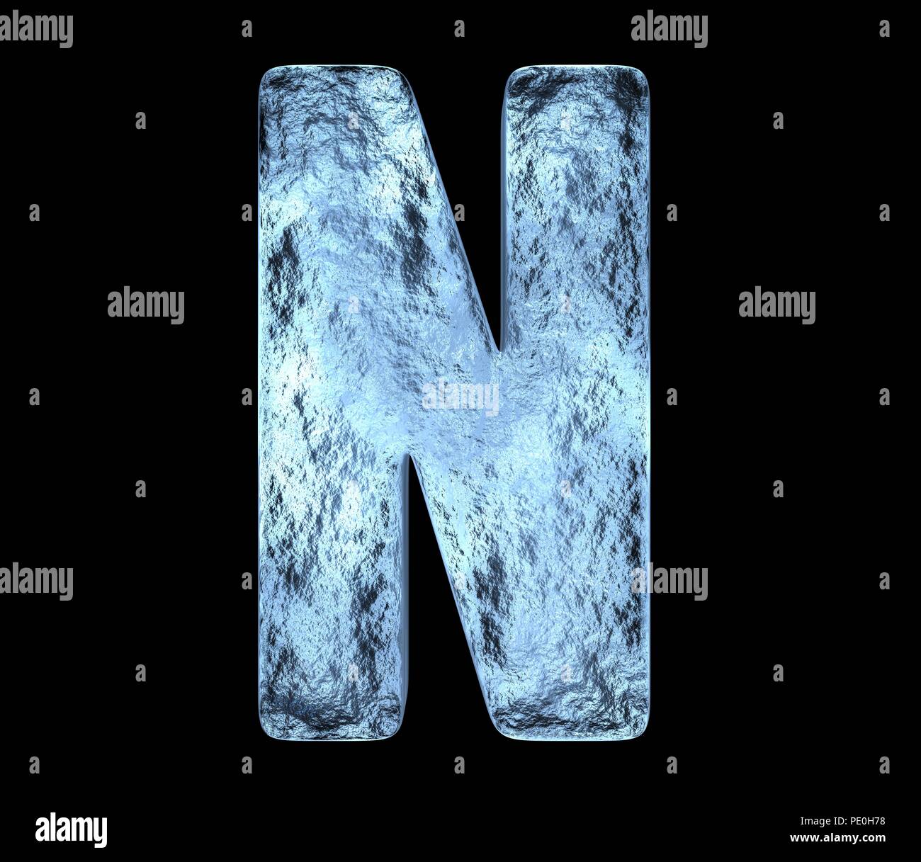 Ice letter N with cracks and bumps Stock Photo - Alamy