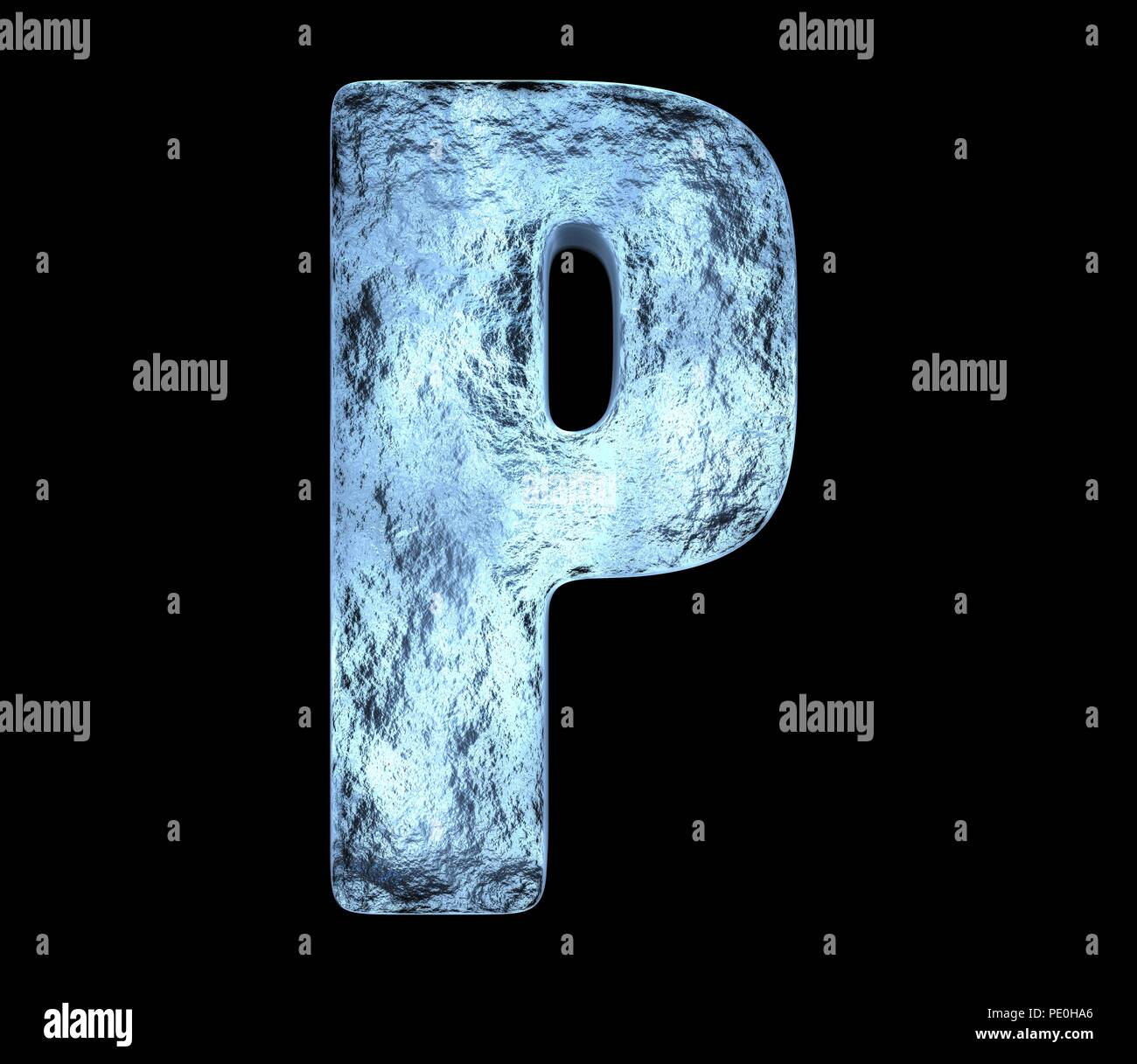 Ice letter P with cracks and bumps Stock Photo - Alamy