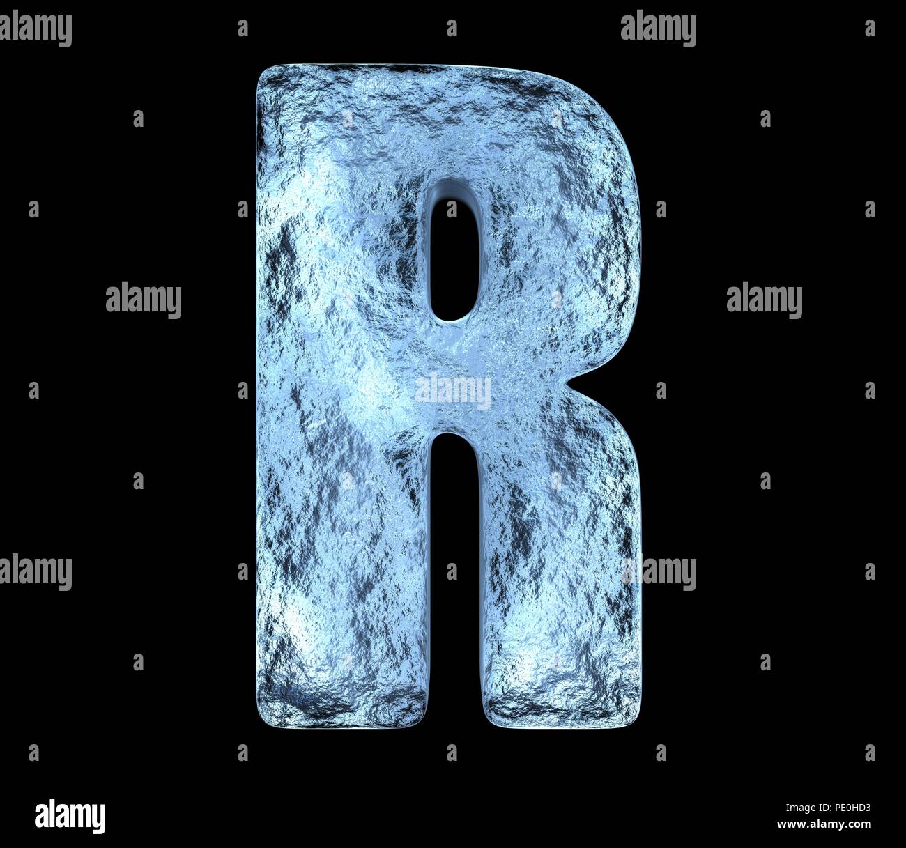 Ice letter R with cracks and bumps Stock Photo - Alamy