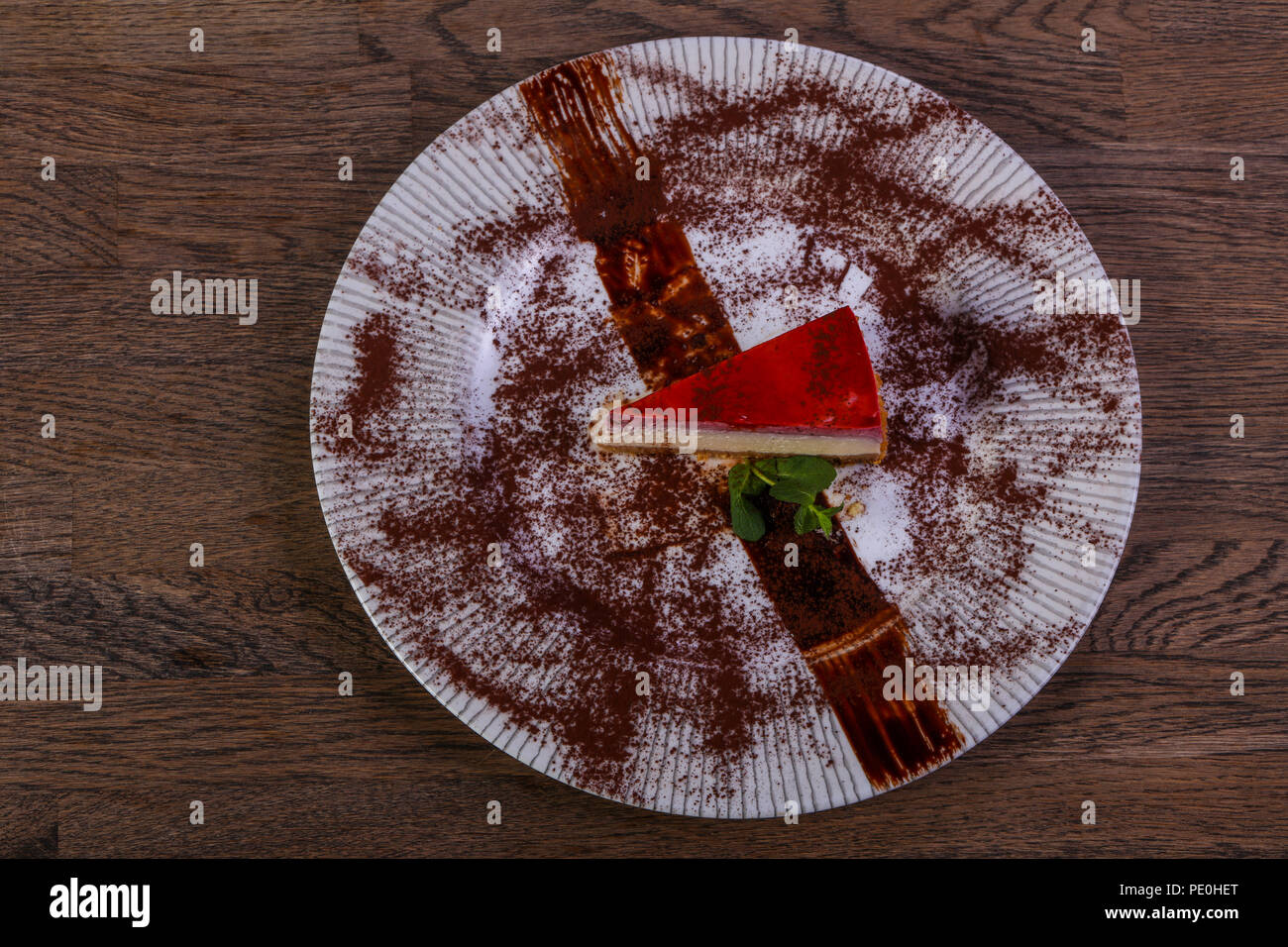 Cheesecake with strawberry served mint leaves Stock Photo - Alamy