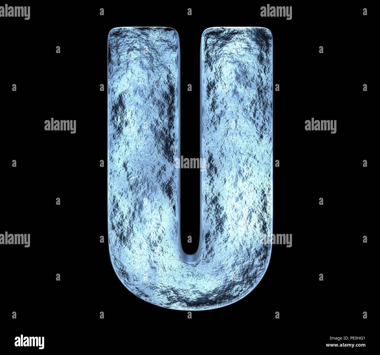 Ice letter U with cracks and bumps Stock Photo - Alamy