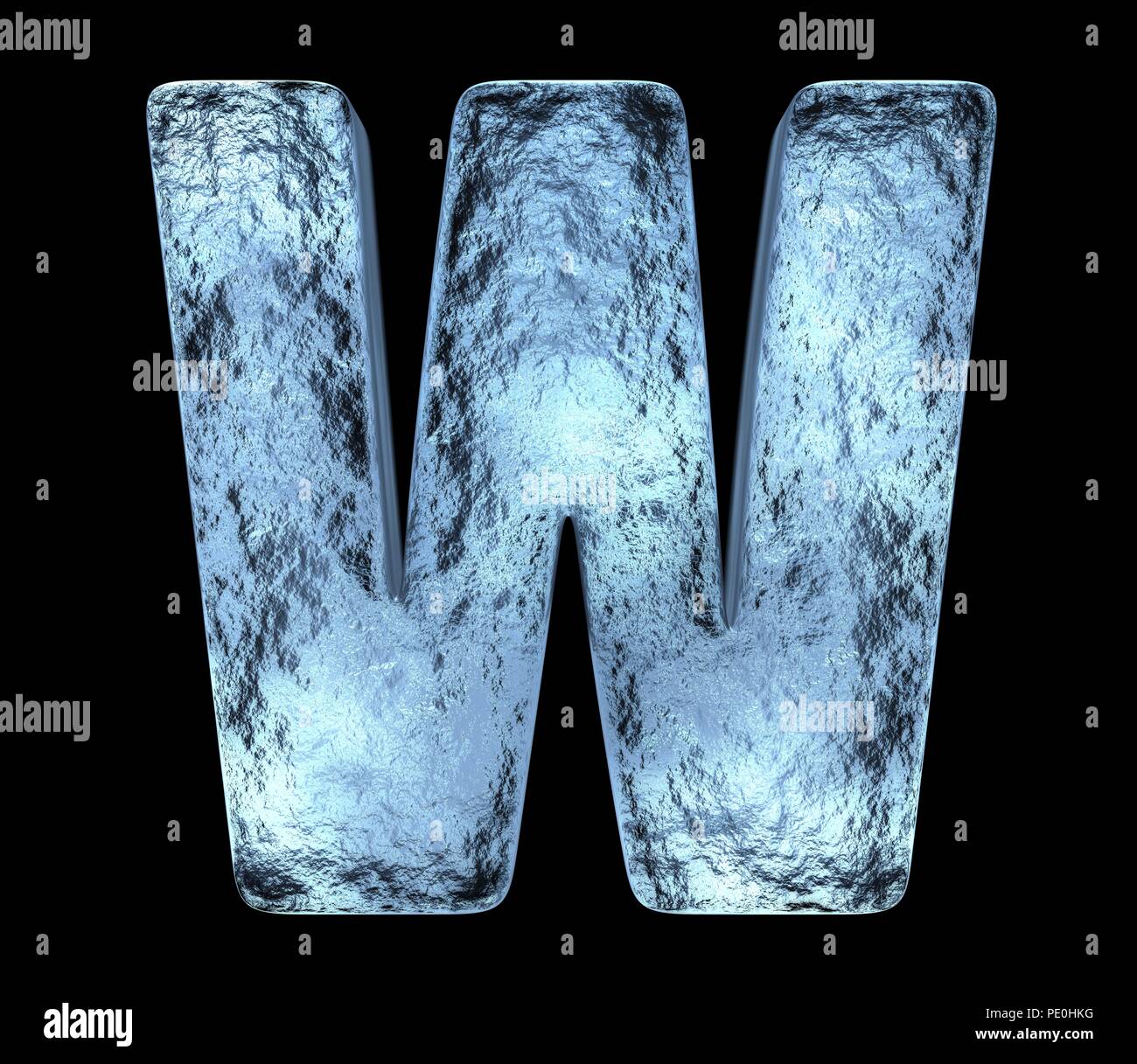 Ice letter W with cracks and bumps Stock Photo - Alamy