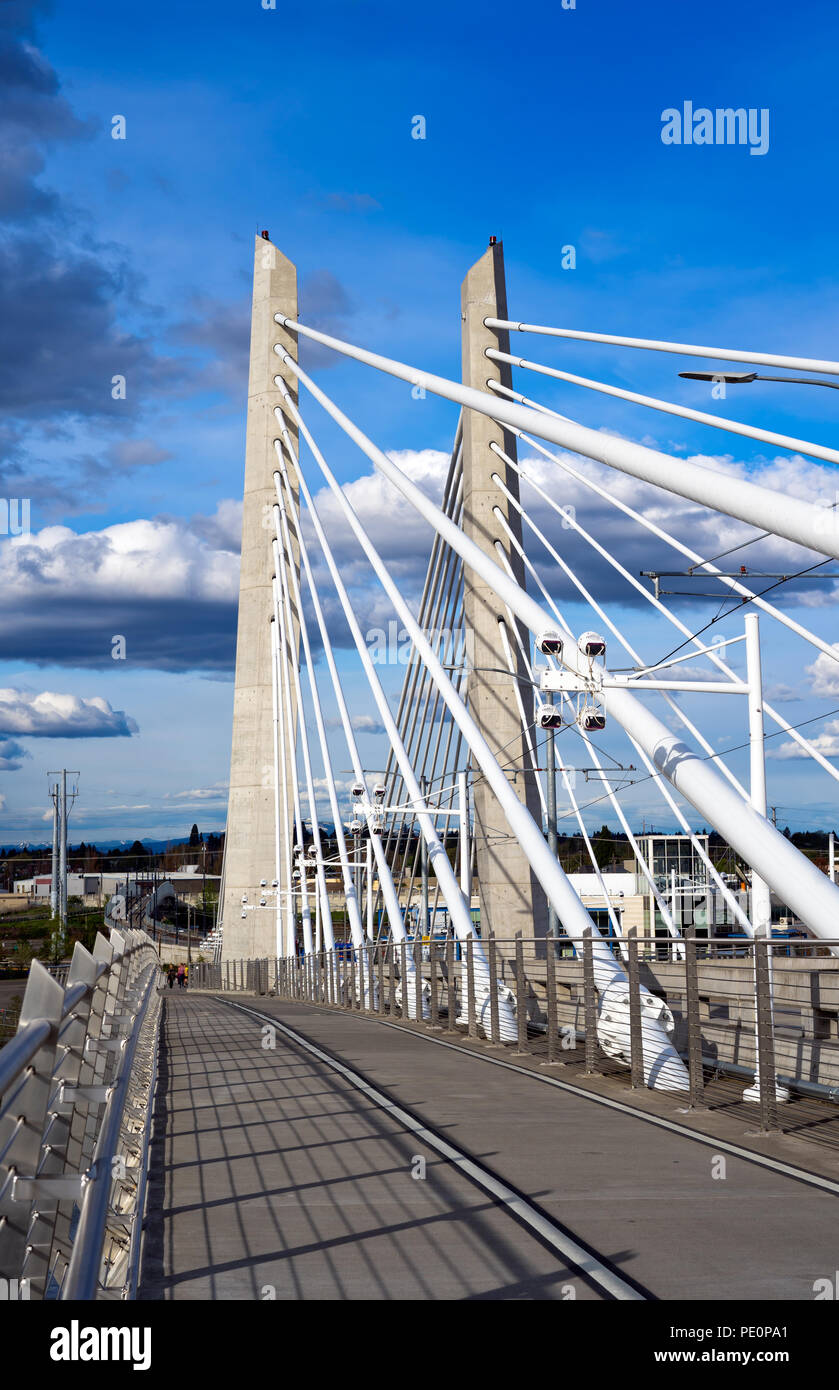 Two central support columns with rope stretching of pedestrian ...