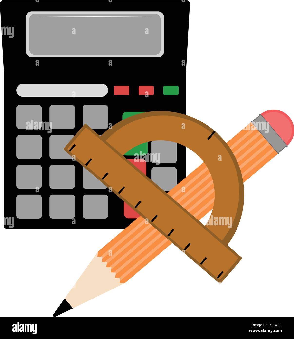 Calculator with a ruler and a pencil icon Stock Vector Image & Art - Alamy