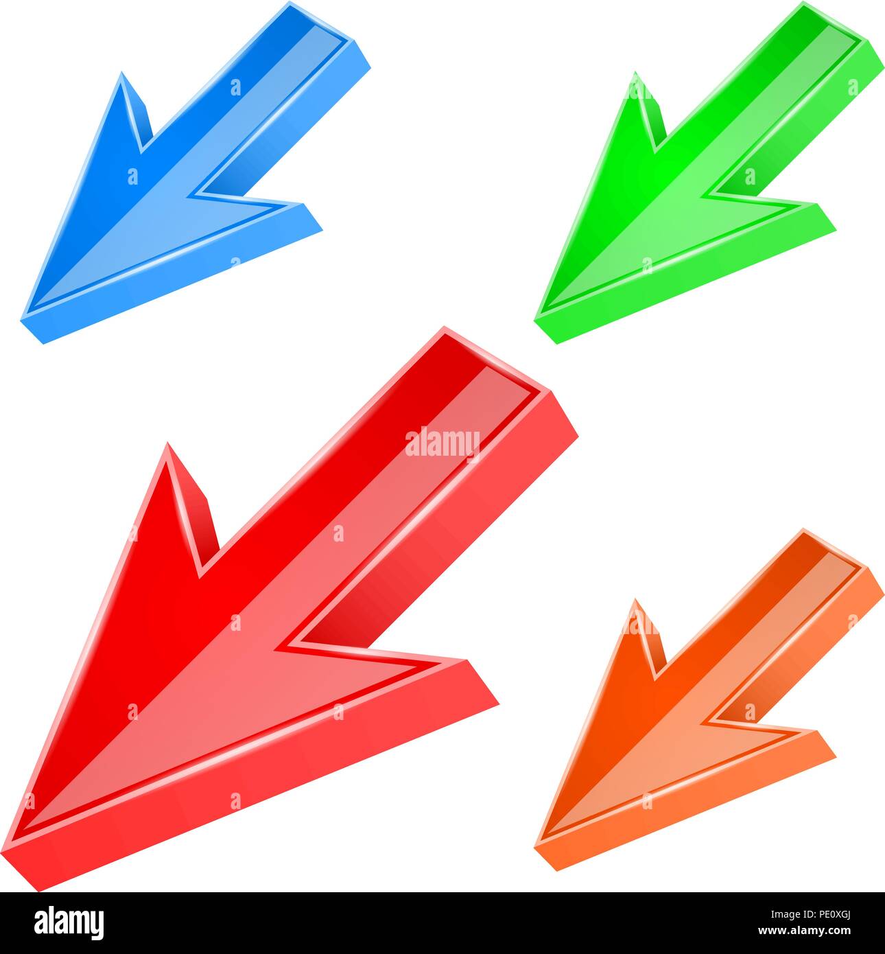 Colored down arrows. 3d signs Stock Vector Image & Art - Alamy