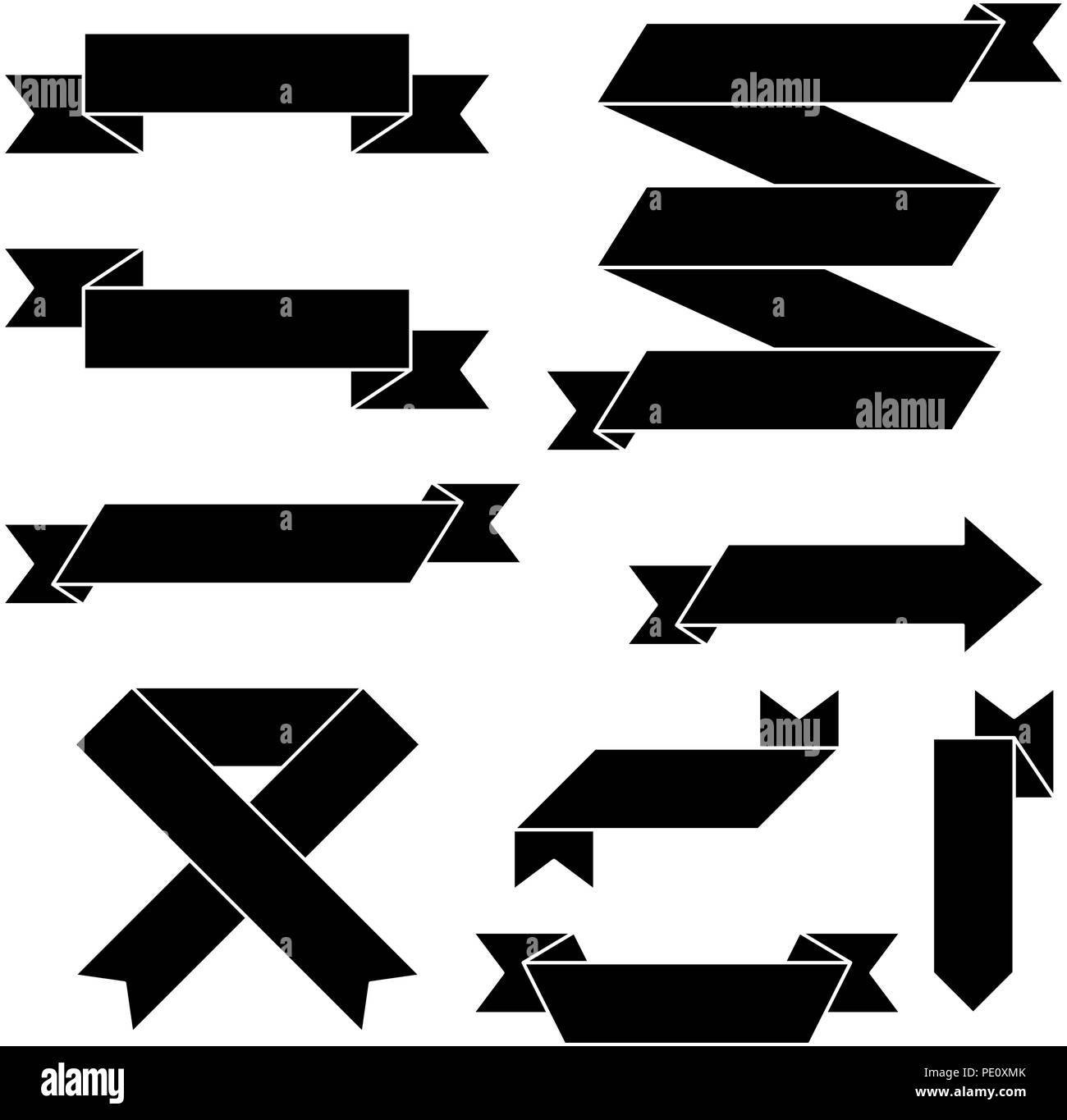 Black flat paper scrolls. Set Stock Vector Image & Art - Alamy