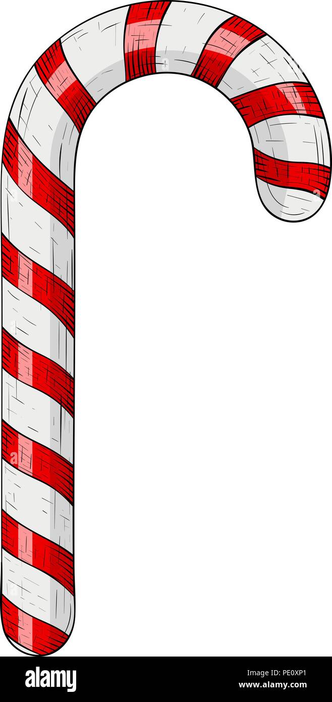 Candy cane. Hand drawn colored sketch Stock Vector Image & Art - Alamy