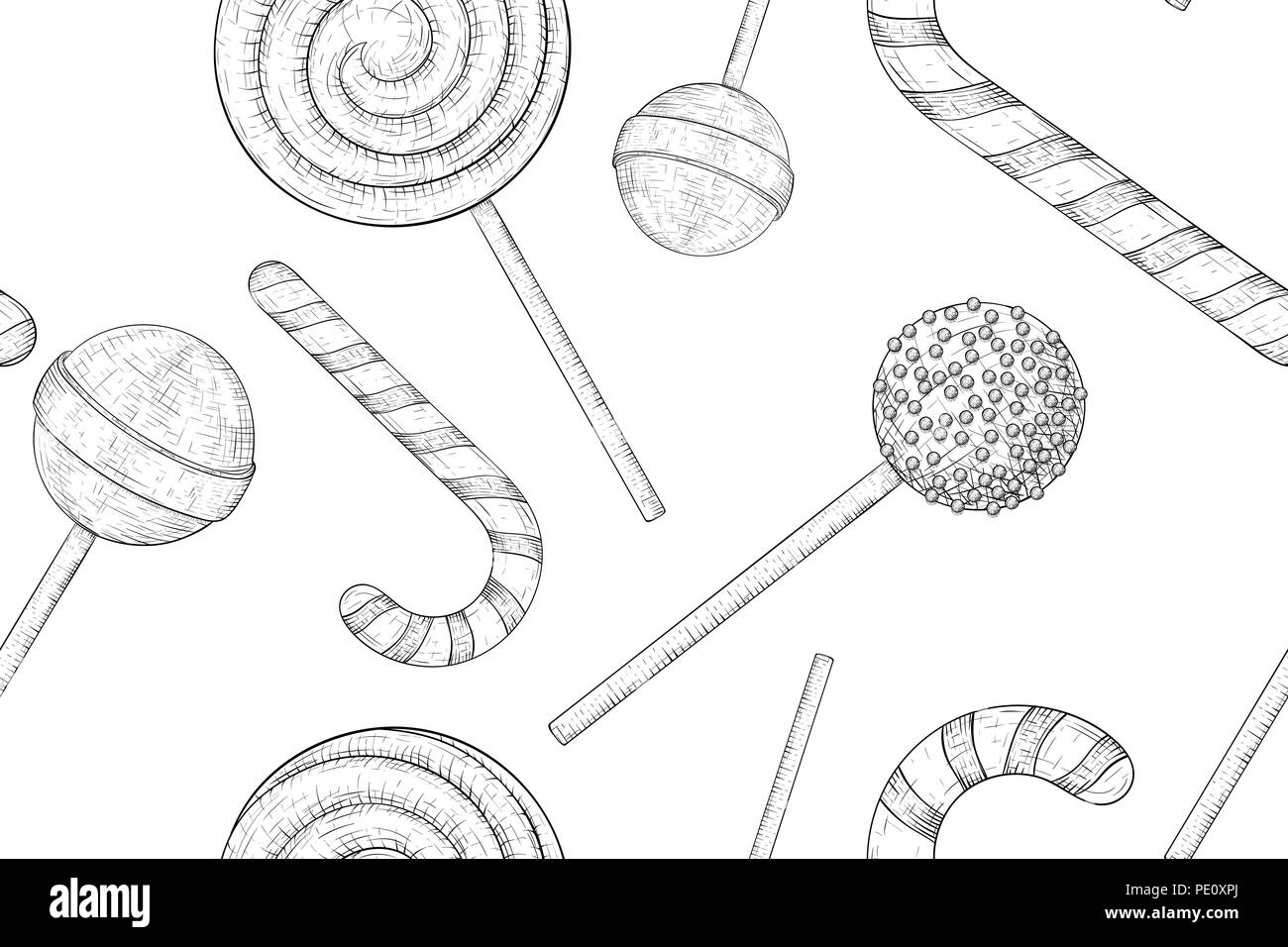 Seamless pattern candies hand Cut Out Stock Images & Pictures - Alamy