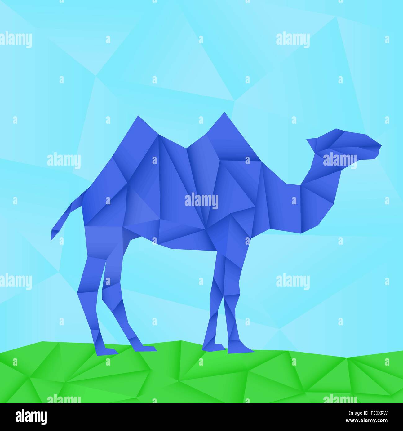 Blue camel. Polygonal origami like vector illustration Stock Vector ...