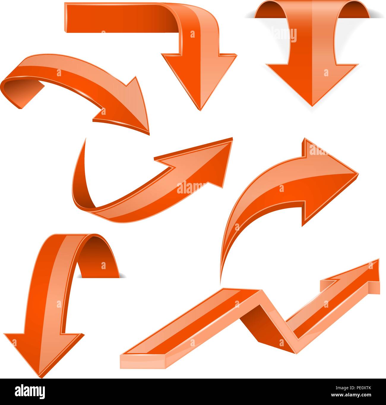 Orange arrows. 3d shiny set of icons Stock Vector Image & Art - Alamy