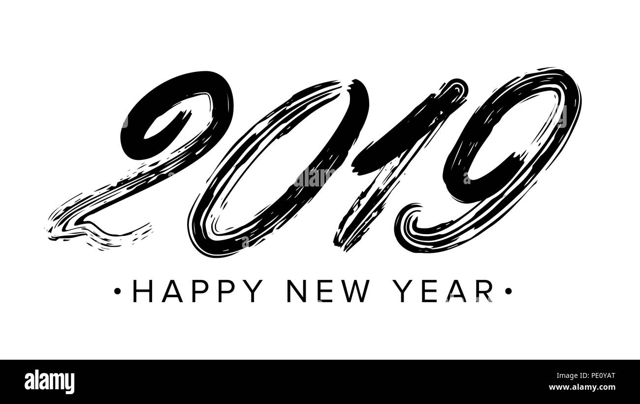 2019 Sign Vector. Grunge Calligraphy. Hand Drawn Lettering. Card Design ...