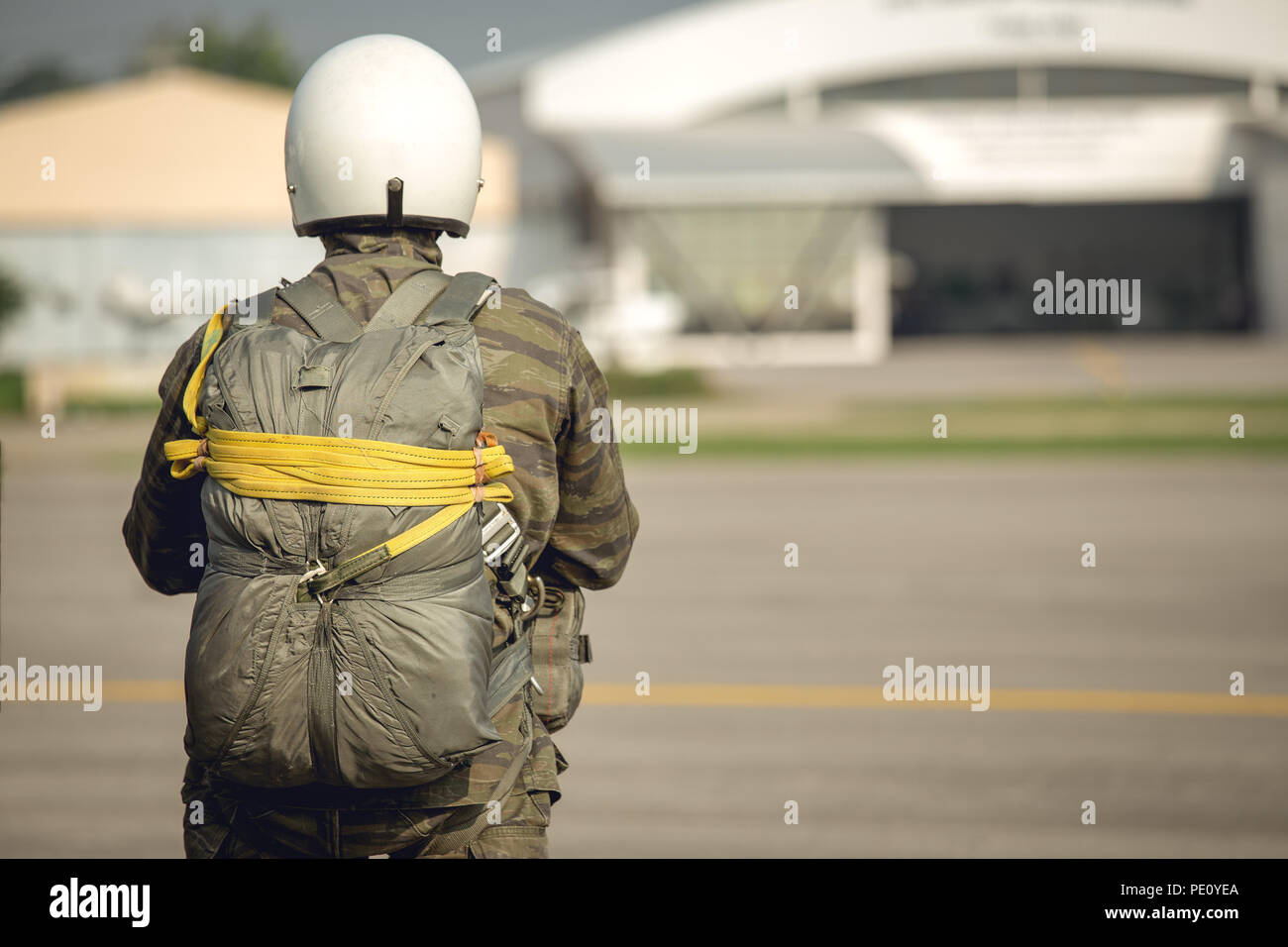 one police aerial reinforcement unit in camouflage uniform and helmet ...
