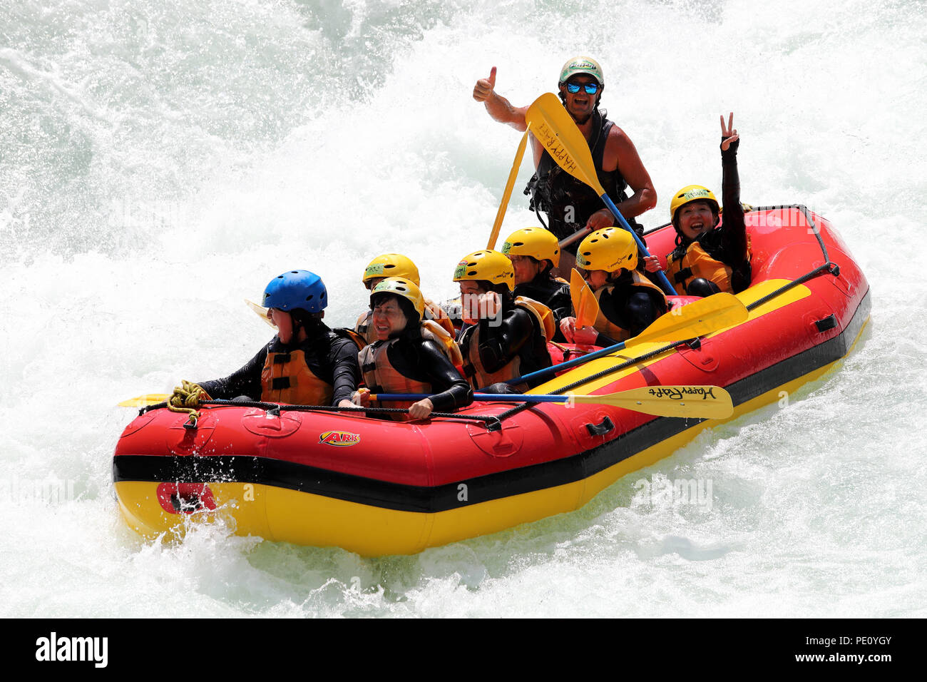 KOBOKE, TOKUSIMA, JAPAN - AUGUST 6, 2018: White water rafting on the ...
