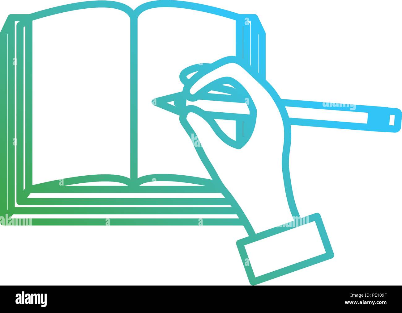 hand writing with pencil in text book school vector illustration design ...