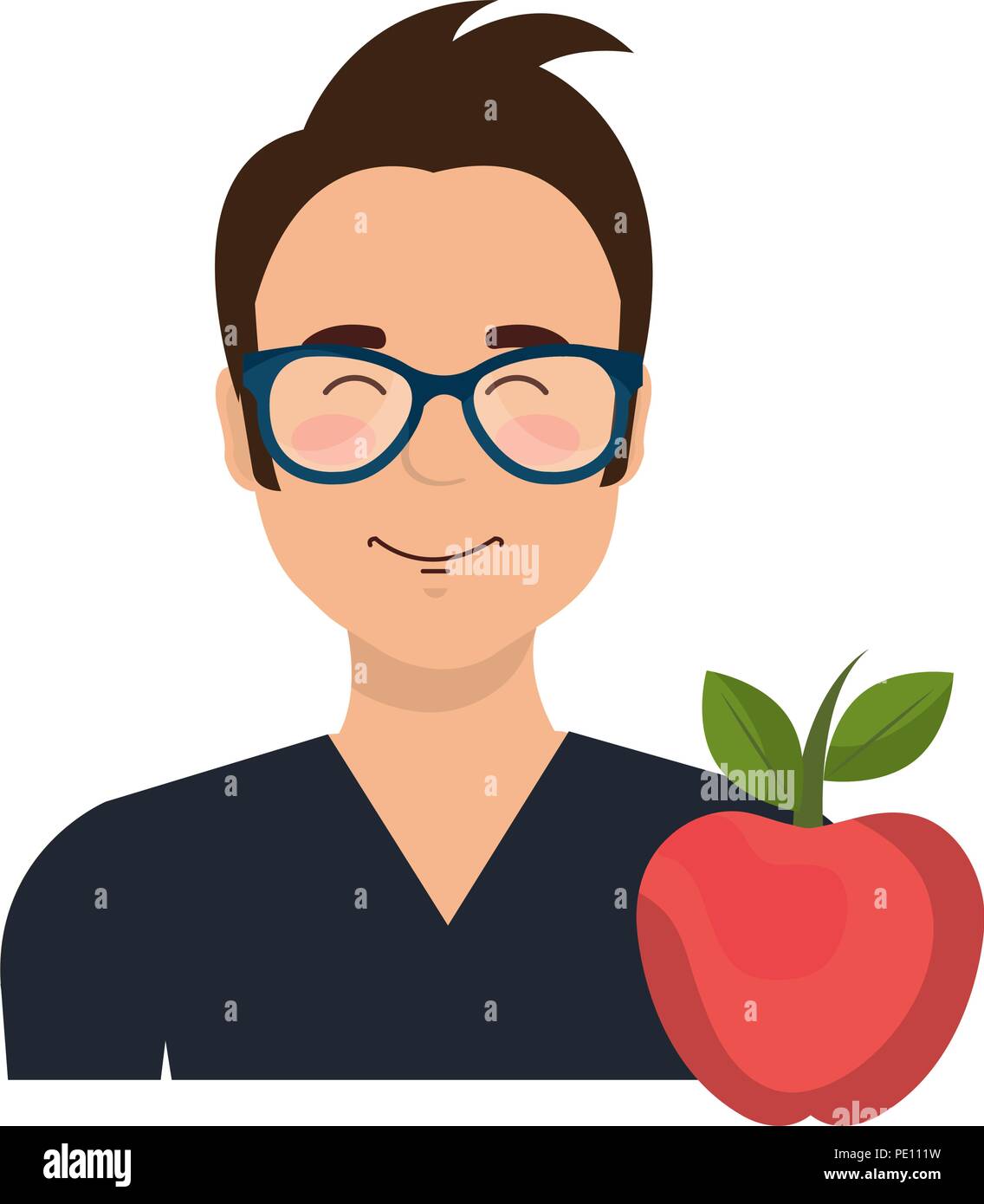 young man with apple avatar character vector illustration design Stock ...