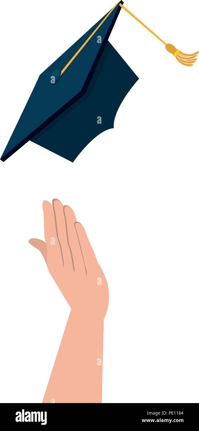 hand throwing hat graduation vector illustration design Stock Vector ...