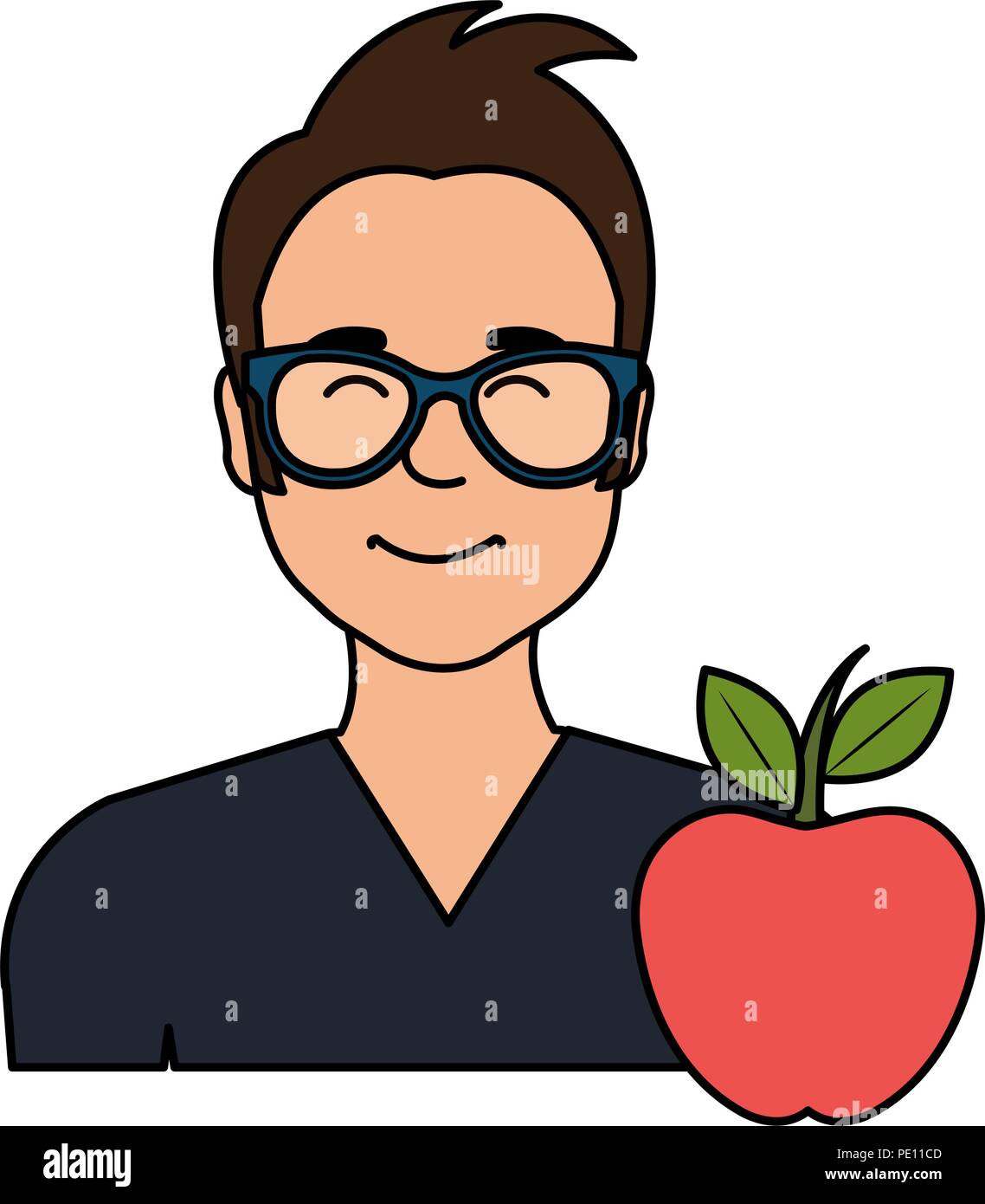 young man with apple avatar character vector illustration design Stock ...