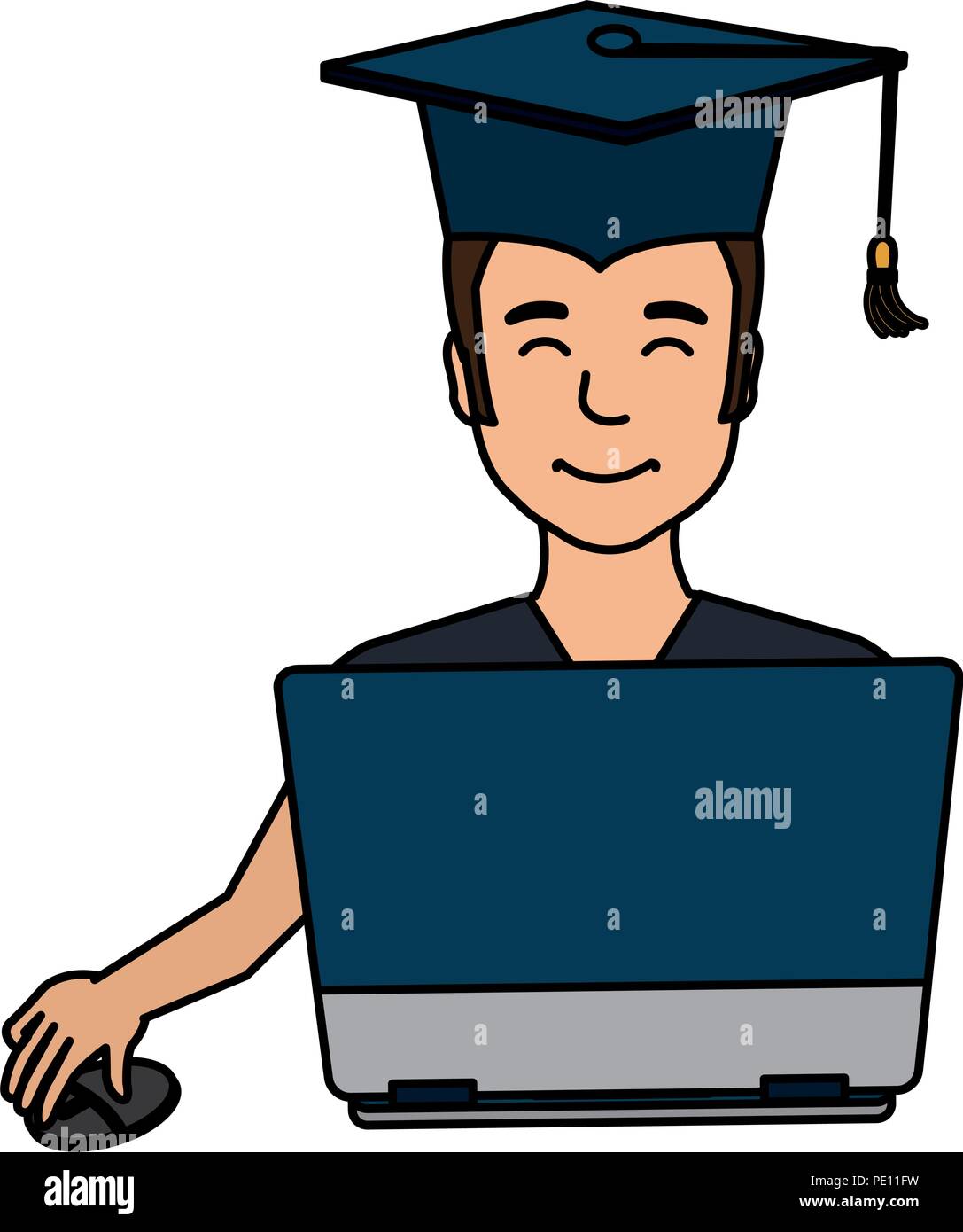 student graduation with laptop vector illustration design Stock Vector ...