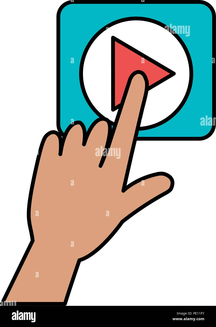 hand touching play button vector illustration design Stock Vector Image ...