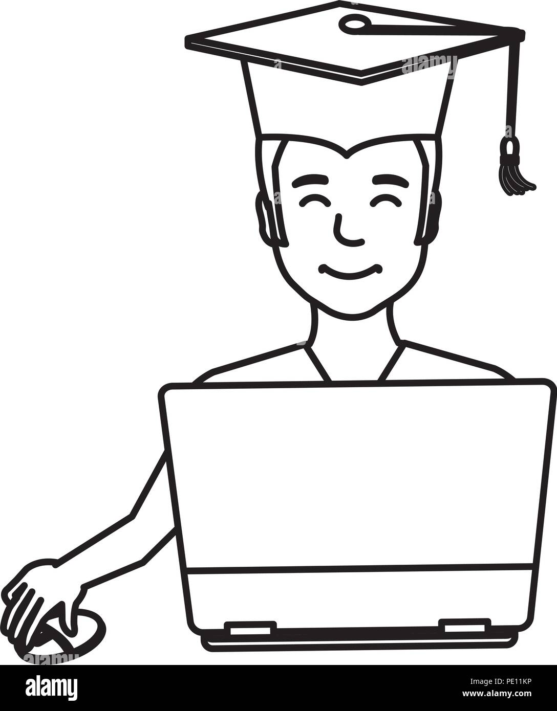 student graduation with laptop vector illustration design Stock Vector ...