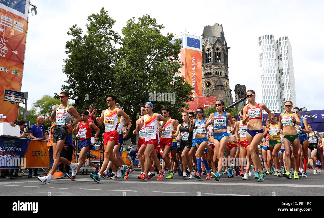 A view of the start of both the Men's and Women's 20km Race Walk during ...