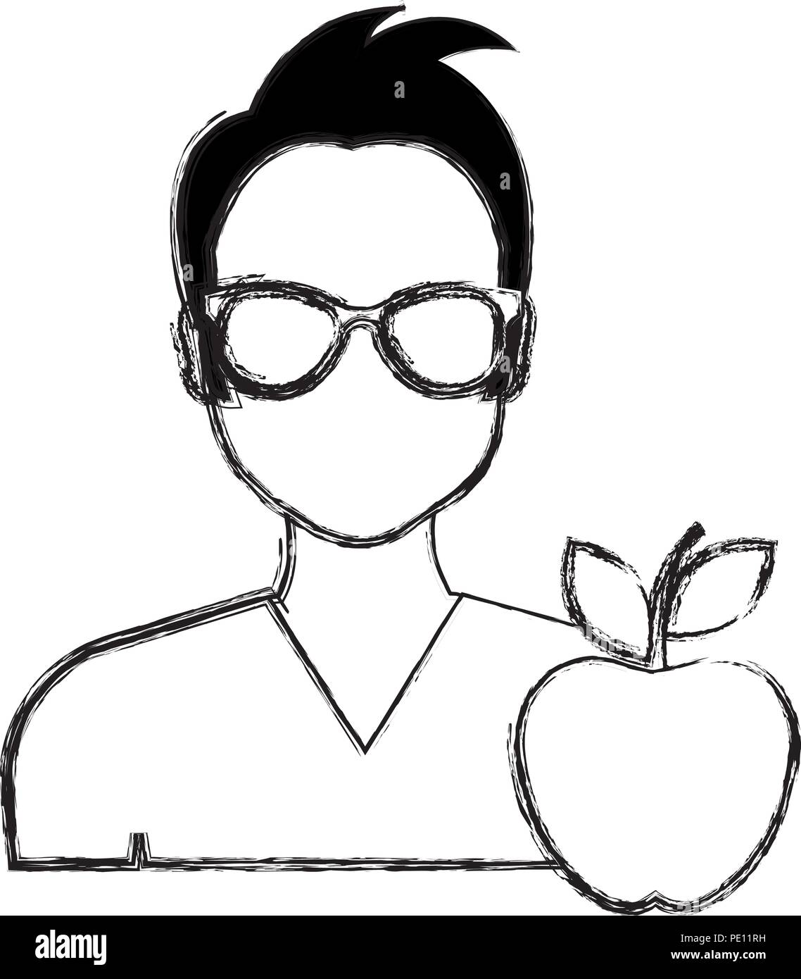 young man with apple avatar character vector illustration design Stock ...