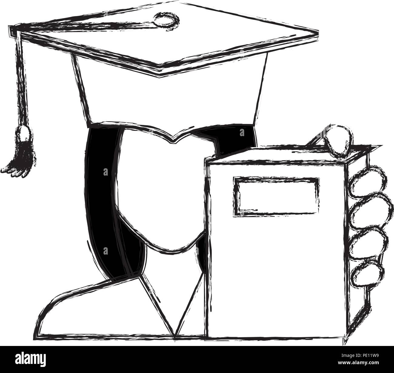 woman student graduation with books vector illustration design Stock ...