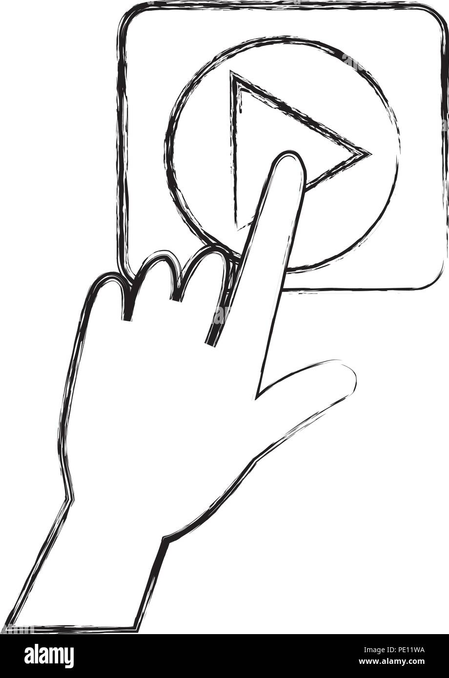 hand touching play button vector illustration design Stock Vector Image ...